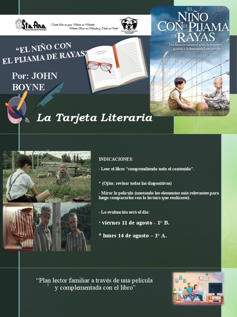 Tarjeta Literaria - El Niño Con El Pijama de Rayas | PDF