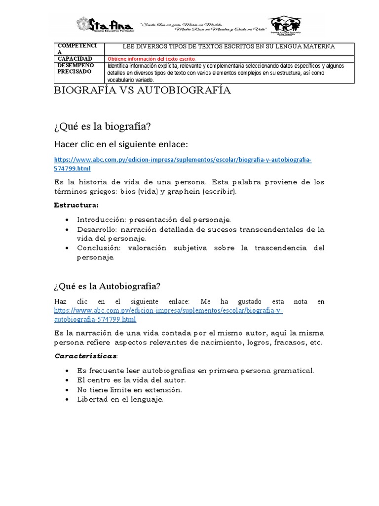 Biografia VS Autobiografía | PDF