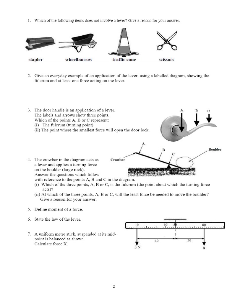 Moment of Force Worksheet | PDF
