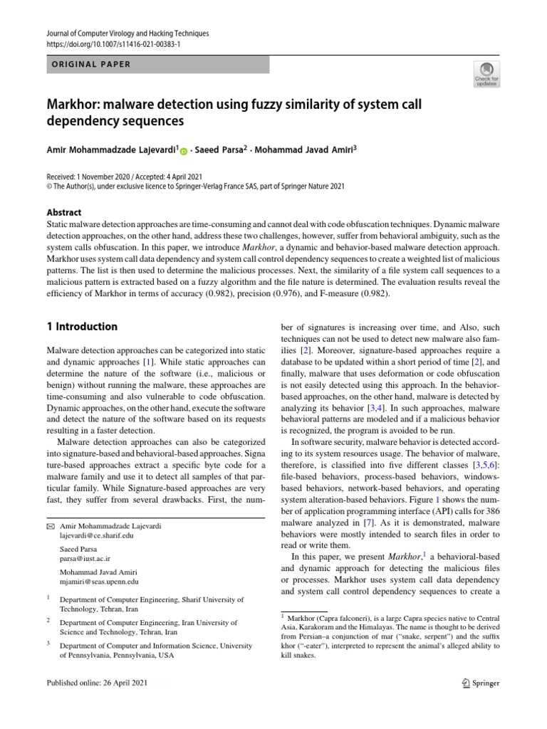 2021 - Makhor - Malware Detection Using Fuzzy Similarity of System Call Dependency Sequence ...