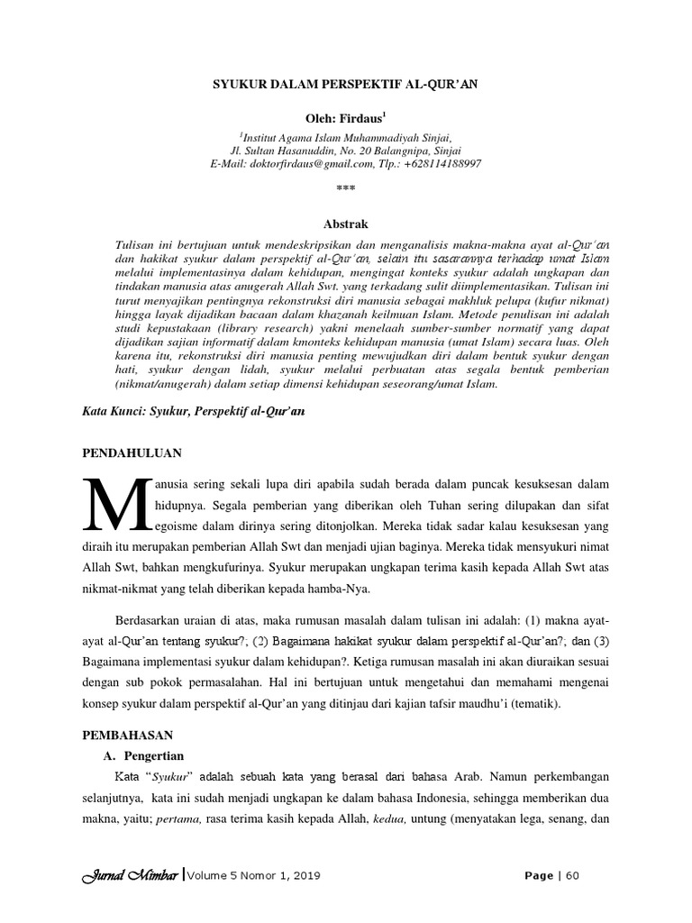 Makna Syukur dalam Al-Qur'an | PDF