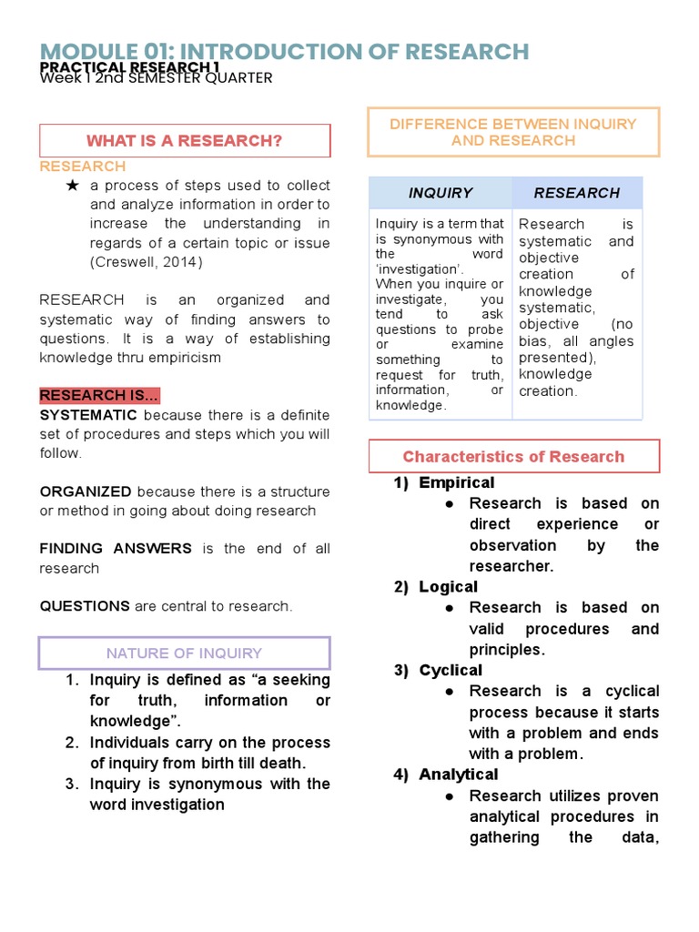 Mod1 PR1 | PDF | Inquiry | Qualitative Research
