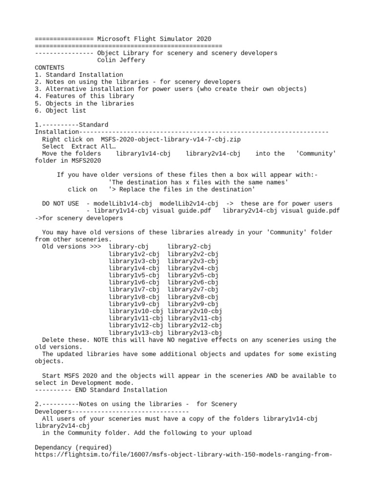MSFS 2020 Scenery Object Library Guide | PDF | Computer File | Libraries