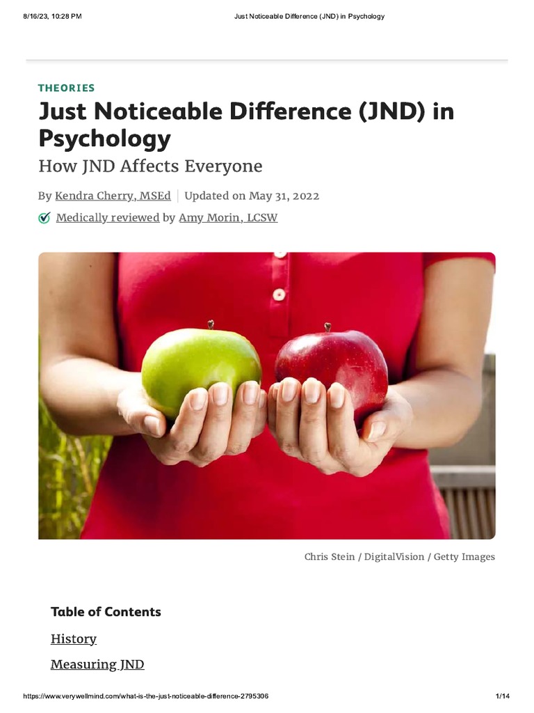 Just Noticeable Difference (JND) in Psychology | PDF