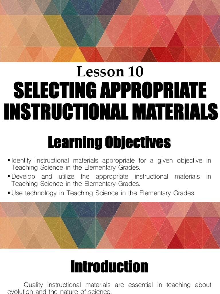 Lesson X Selecting Instructional Materials | PDF | Curriculum ...