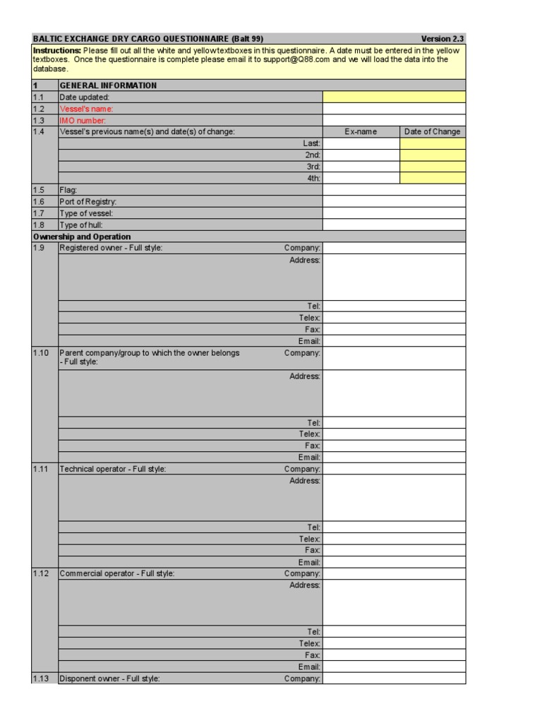 Baltic Exchange Questionnaire | PDF