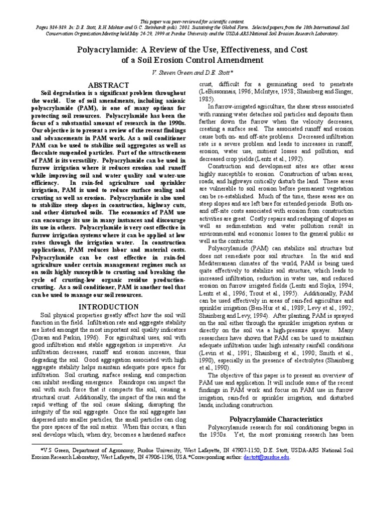 Polyacrylamide for Soil Erosion Control | PDF | Soil | Surface Runoff