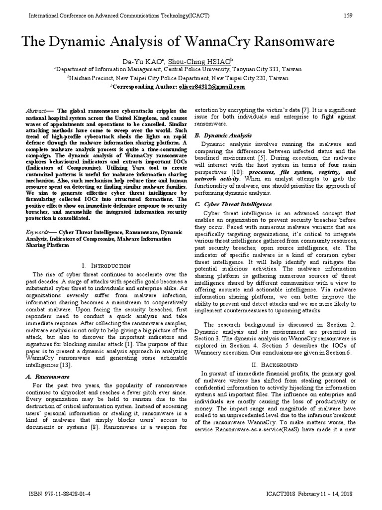 2018_The Dynamic Analysis of WannaCry Ransomware | PDF | Malware ...