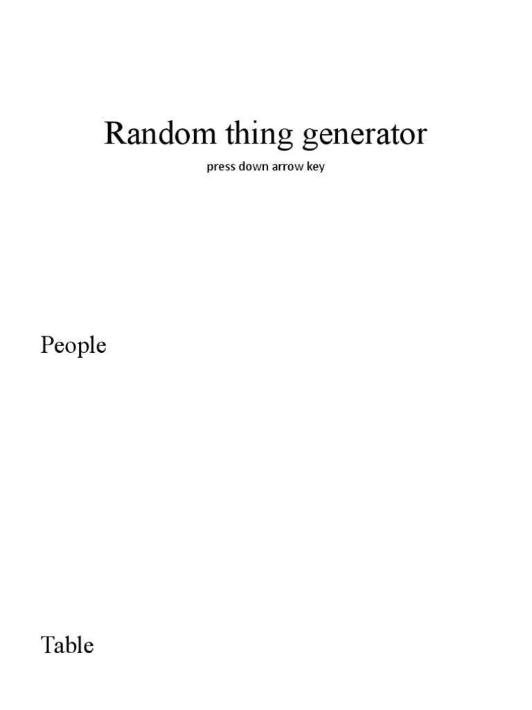 Random Thing Generator | PDF