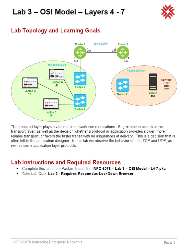 INFO-6078 - Lab 3 - OSI Model - Layers 4-7 | PDF | Transmission Control ...