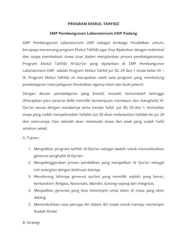 Program Ekskul Tahfidz | PDF