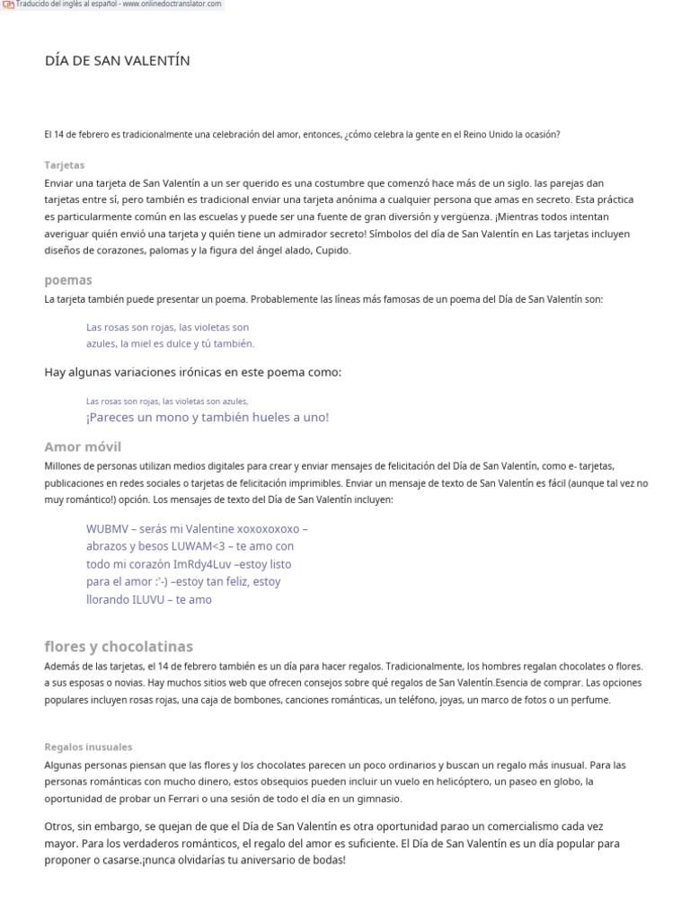 Valentines Day - En.es | PDF | día de San Valentín