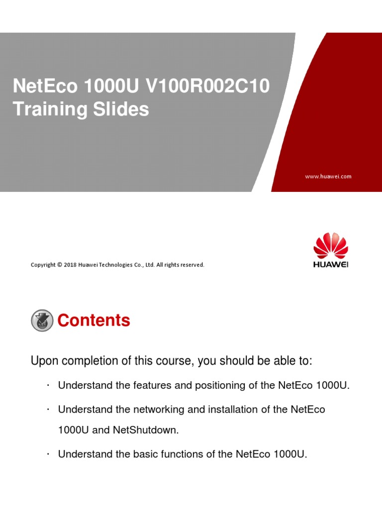 Neteco 1000U V100R002C10 Training Slides | PDF | Installation (Computer ...