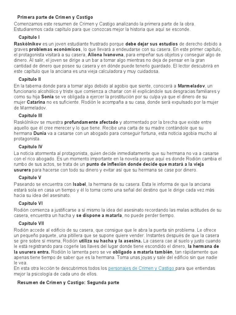 Aaaaacrimen y Castigo Resumen Corto | PDF | Crimen y castigo