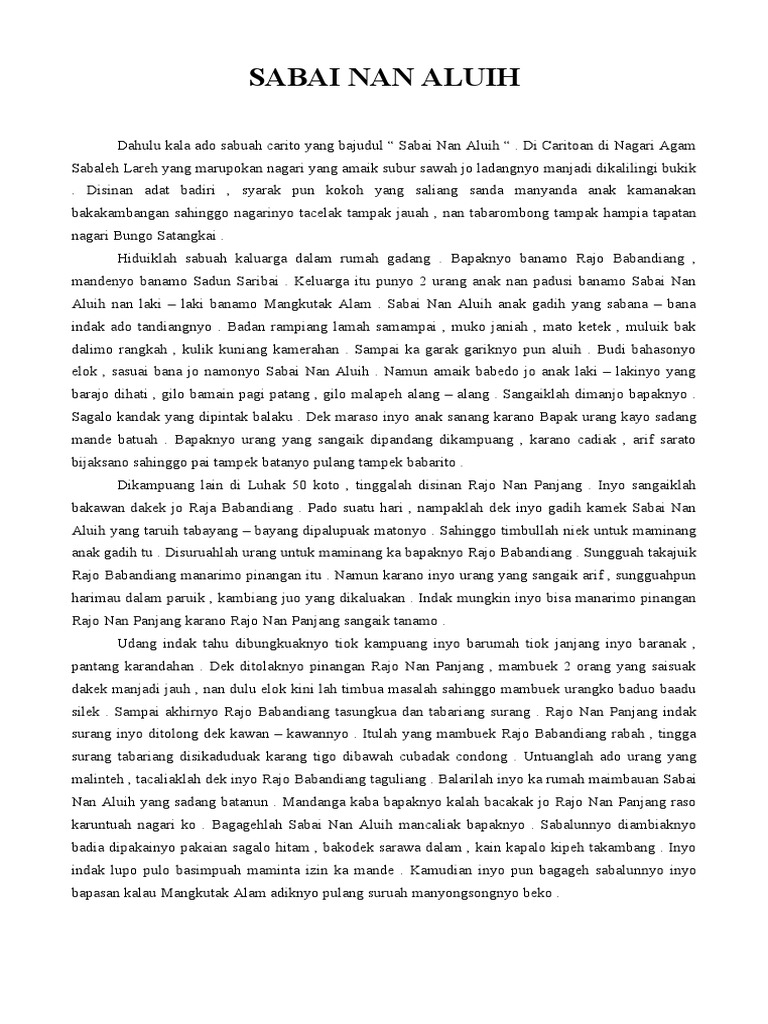 Sabai Nan Aluih | PDF
