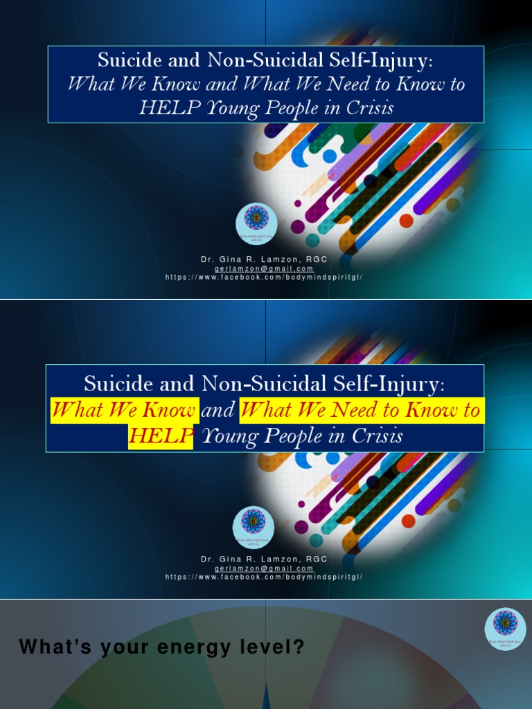 NSSI - Dr. Gina Lamzon | PDF | Self Harm | Child Abuse