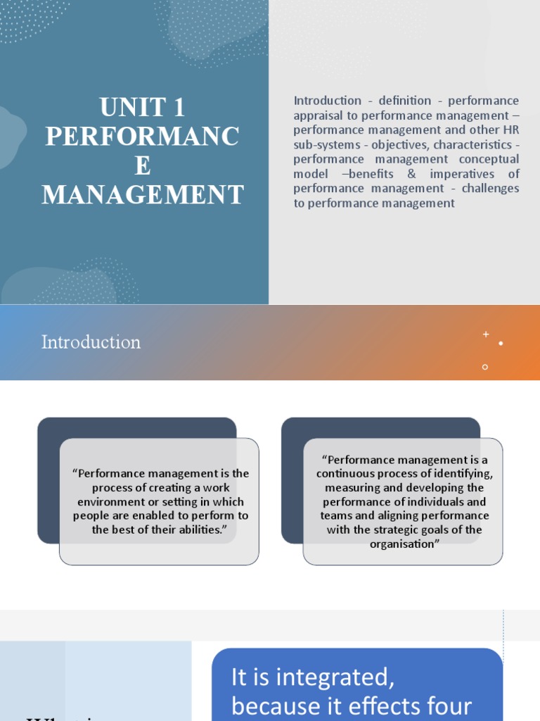 Unit 1 - Performance Management | PDF | Performance Appraisal | Performance Management