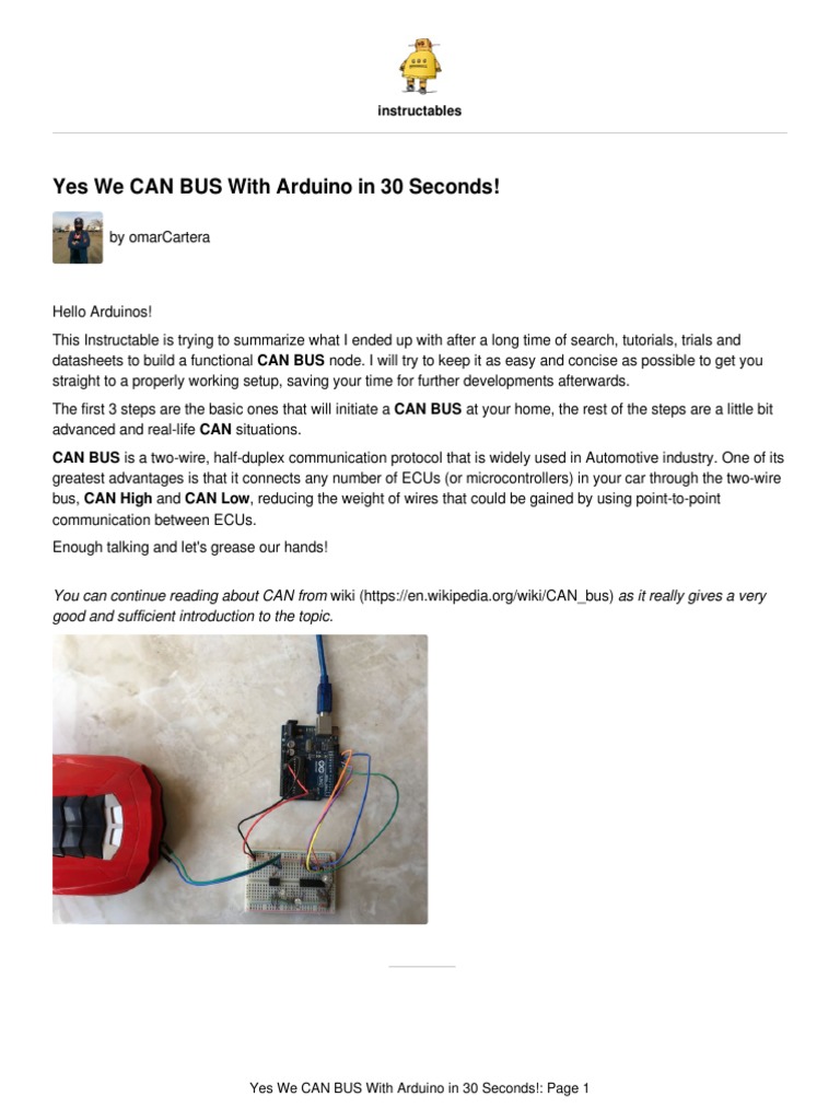 Yes We CAN BUS With Arduino in 30 Seconds | PDF | Integer (Computer Science) | Bit