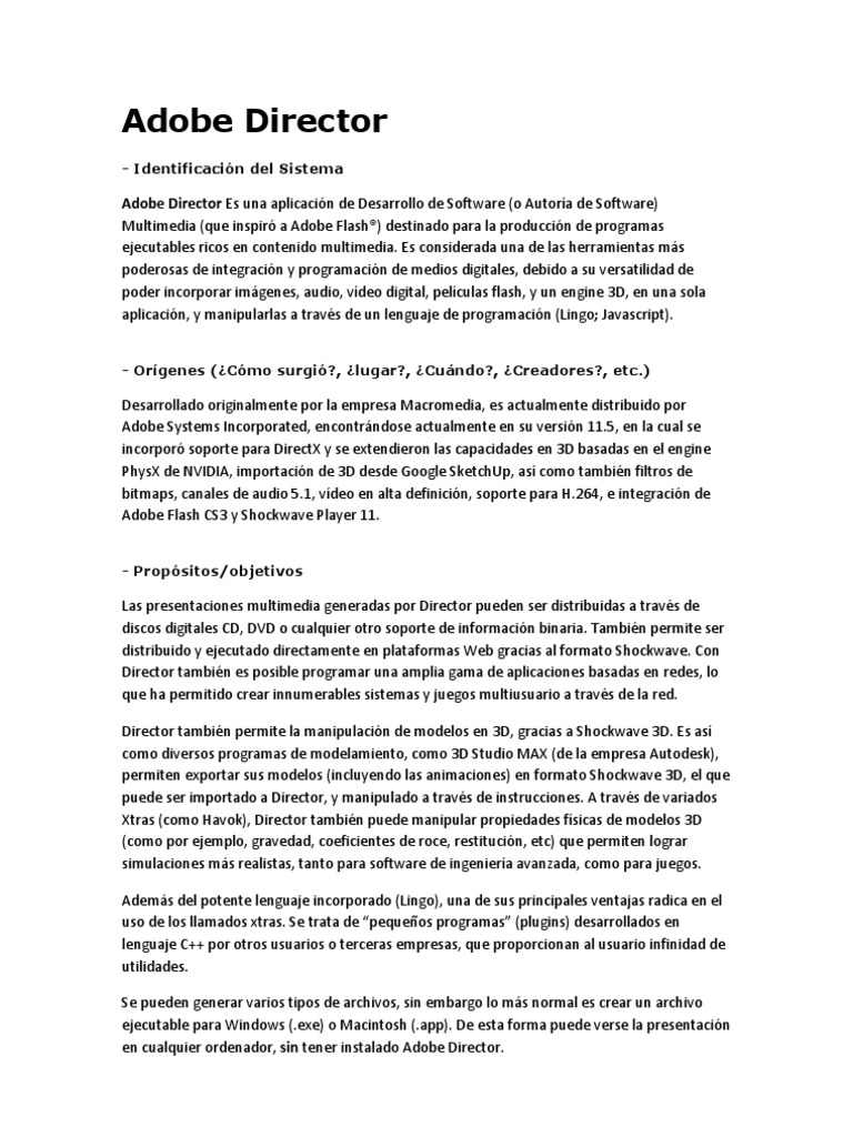 Adobe Director | PDF | Publicación electrónica | Software