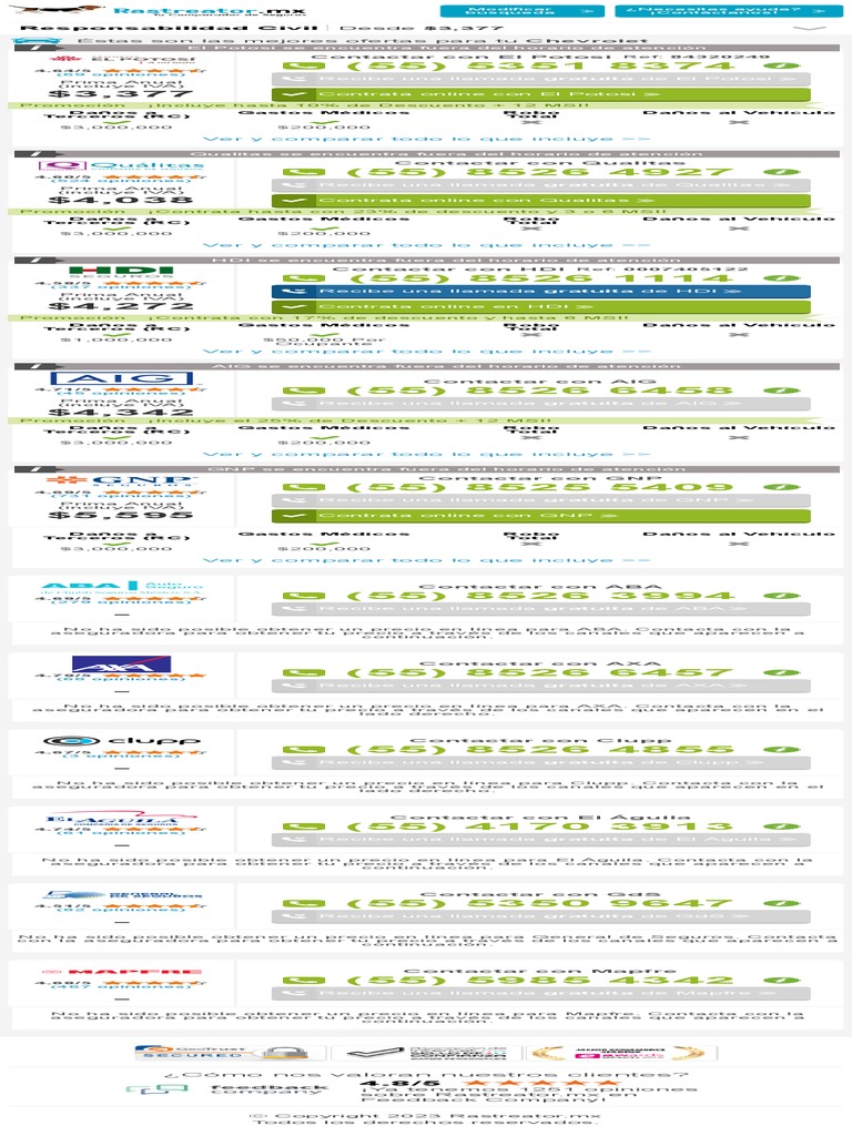 Precios Cotización - Seguros de Auto - Rastreator.mx® | PDF