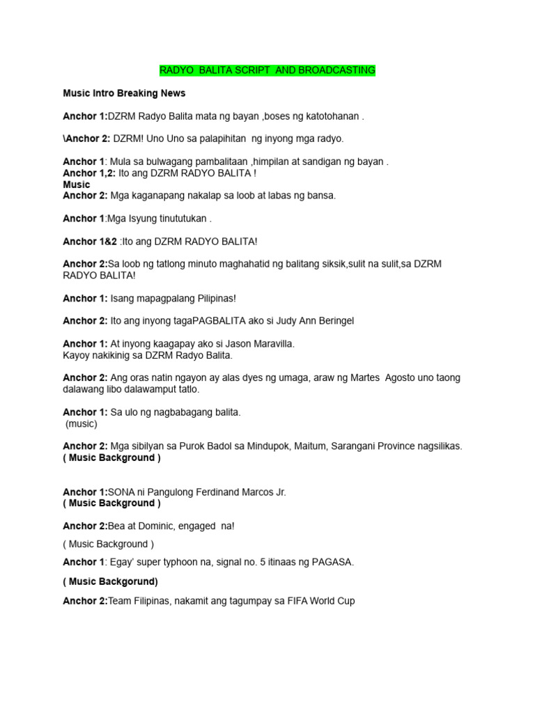 Script Broadcasting 2023 | PDF