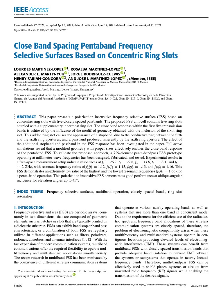 Close Band Spacing Pentaband Frequency Selective Surfaces Based On 0985