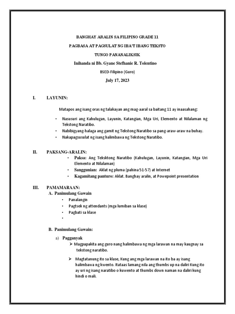 BANGHAY-ARALIN-SA-FILIPINO-GRADE-11-walang-logo | PDF