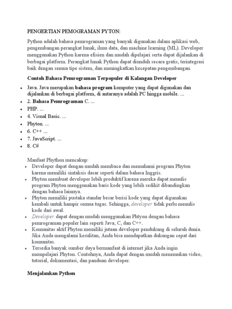 Pengertian Pemograman Pyton | PDF