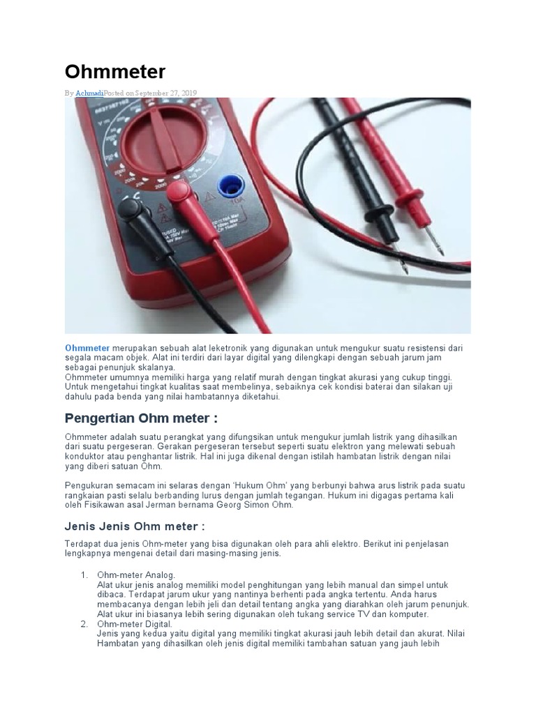 Fungsi dan Cara Kerja Ohmmeter | PDF