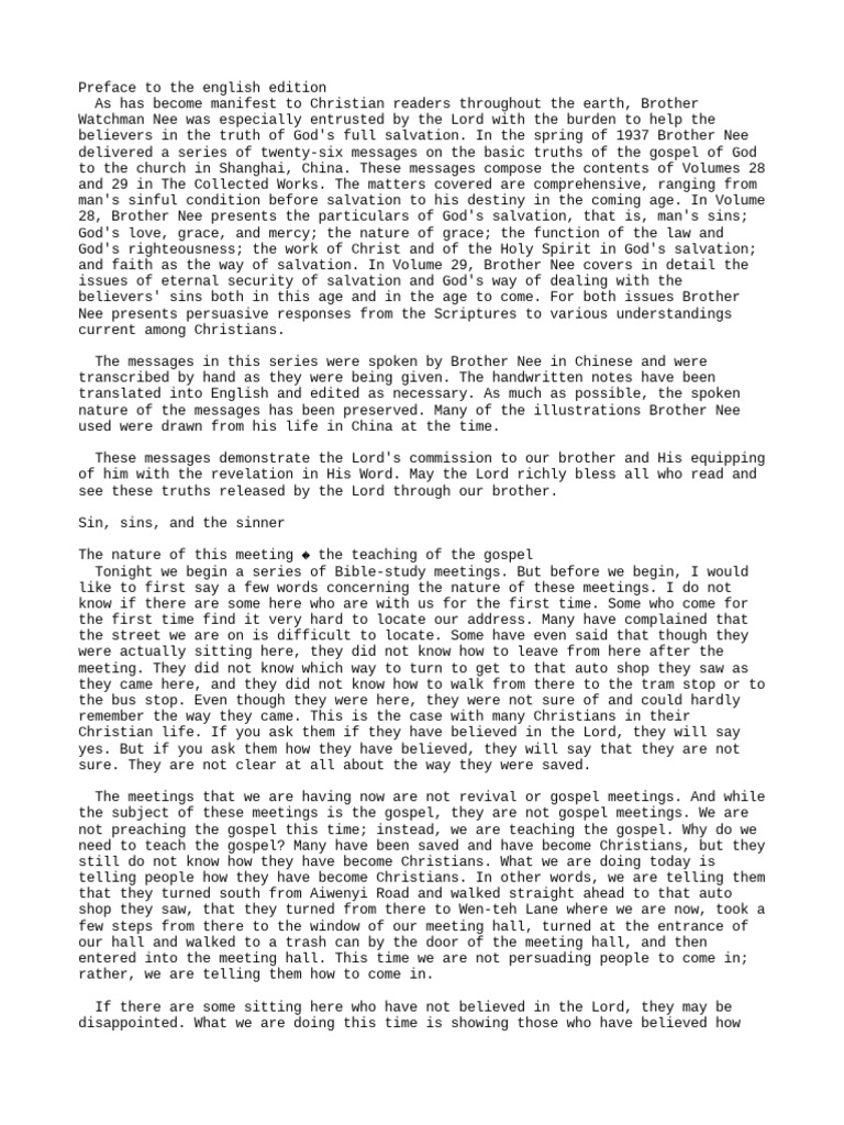 Collective Works of Watchman Nee | PDF | Salvation | Sin