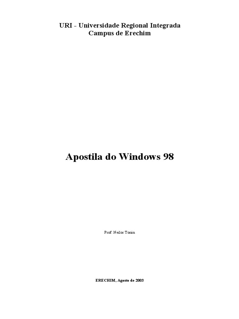 Apostila Windows 98 | PDF | Rede de computadores | Janela (informática)
