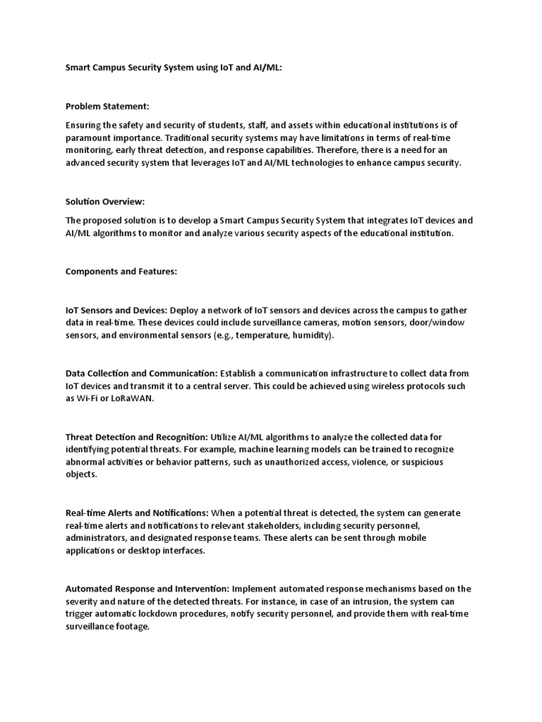 Smart Campus Security System Using Iot And Ai Pdf Internet Of