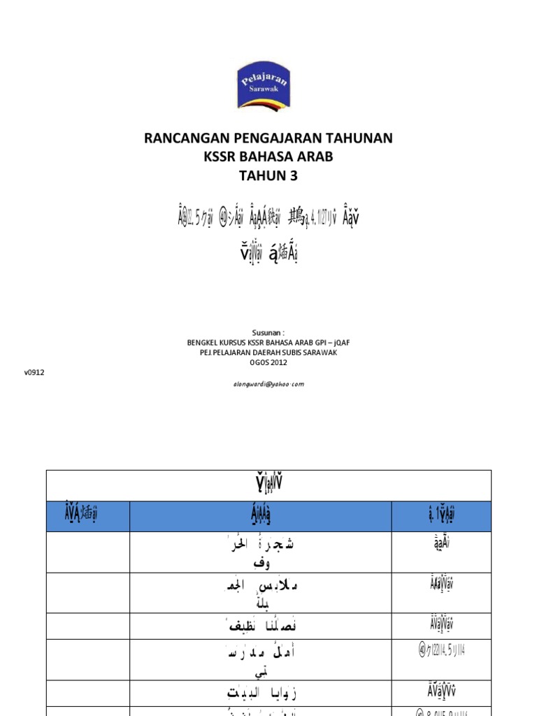 RPT Bahasa Arab Tahun 3 | PDF