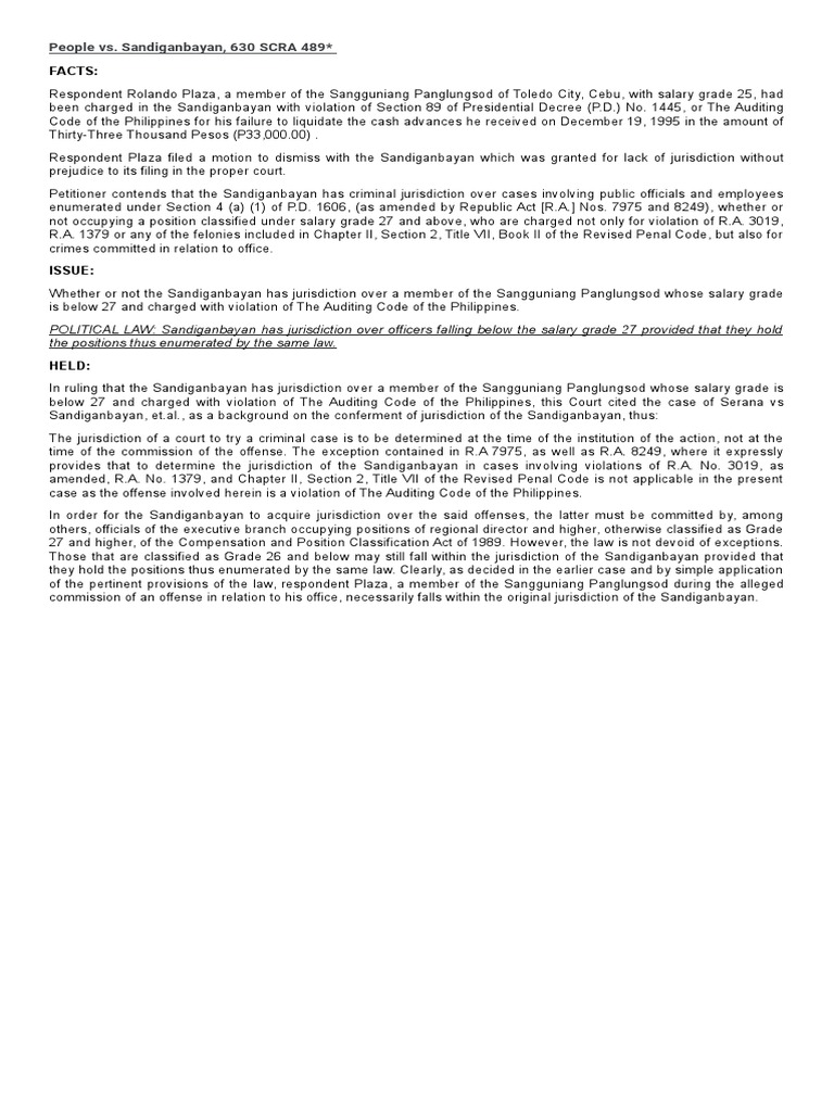 People vs. Sandiganbayan, 630 SCRA 489 | PDF | Jurisdiction | Crimes