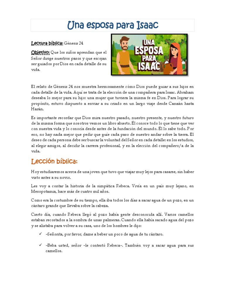 Una Esposa para Isaac - Clase Dominical | PDF | Abrahán | Isaac