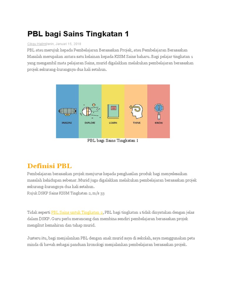 PBL Bagi Sains Tingkatan 1 | PDF