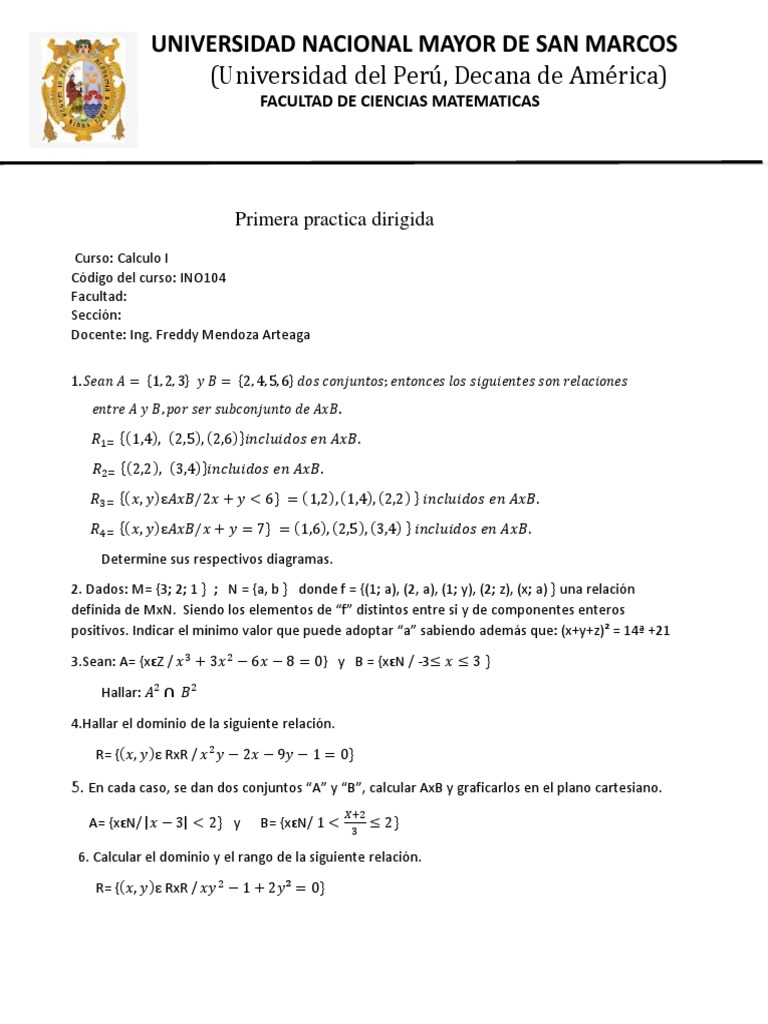 Practica Dirigida #1-Unmsm | PDF | Métodos y materiales de enseñanza | Ciencia y matemáticas