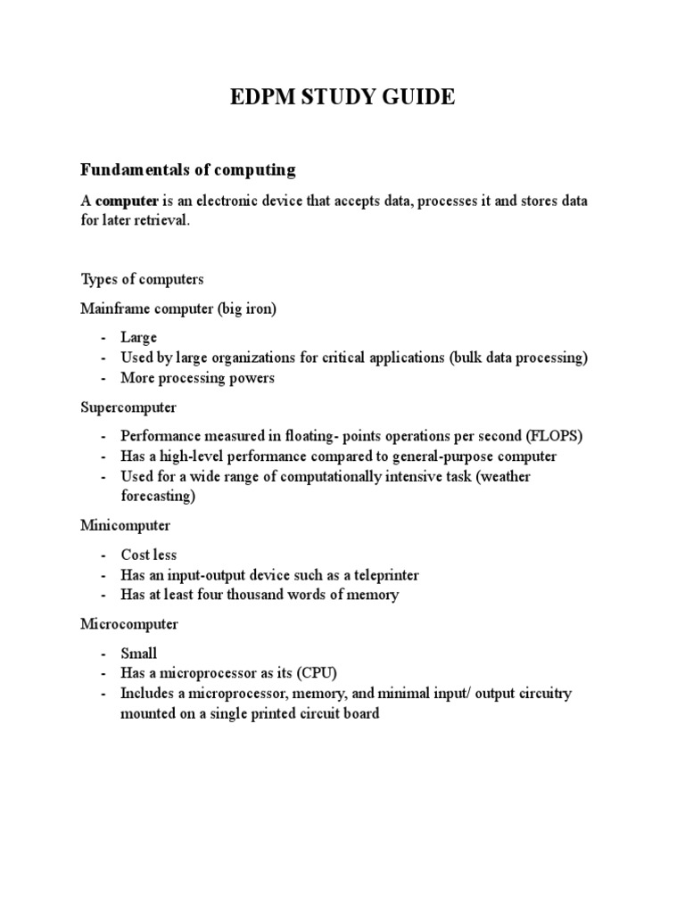 Edpm Study Guide | PDF | Computer File | Microsoft Excel