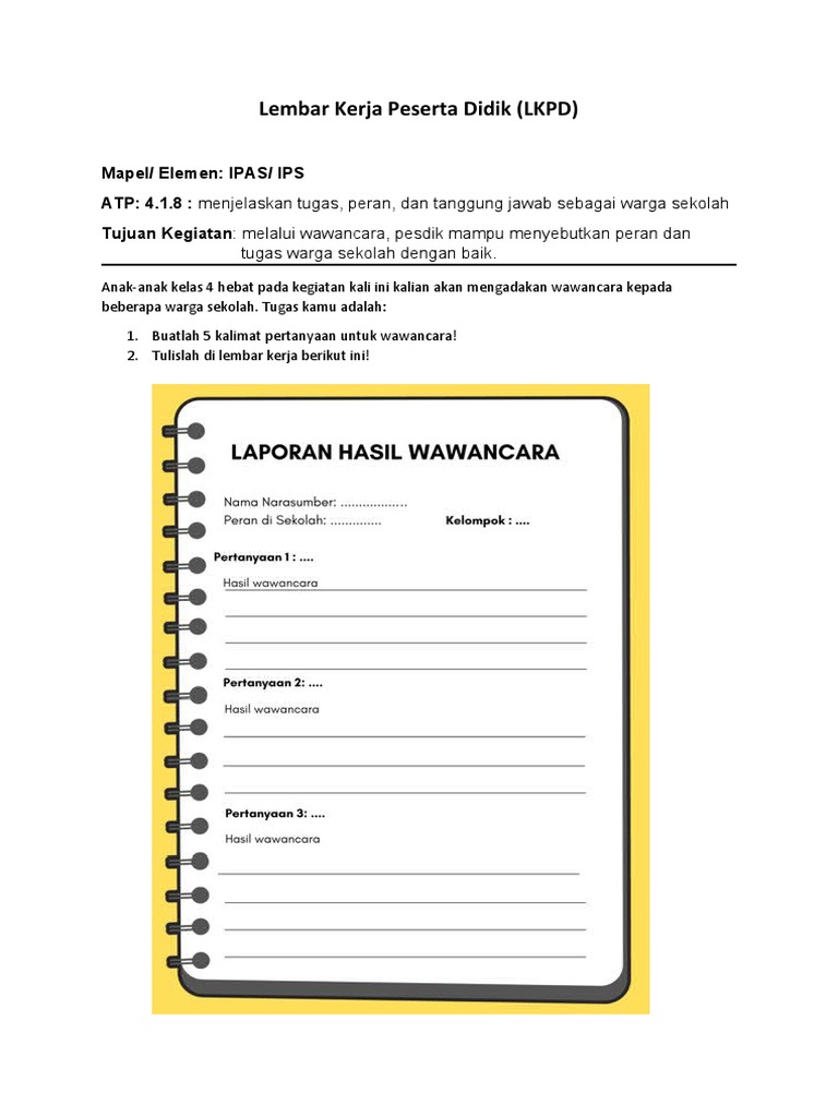 LKPD 1 - Wawancara | PDF | Seni & Disiplin Bahasa
