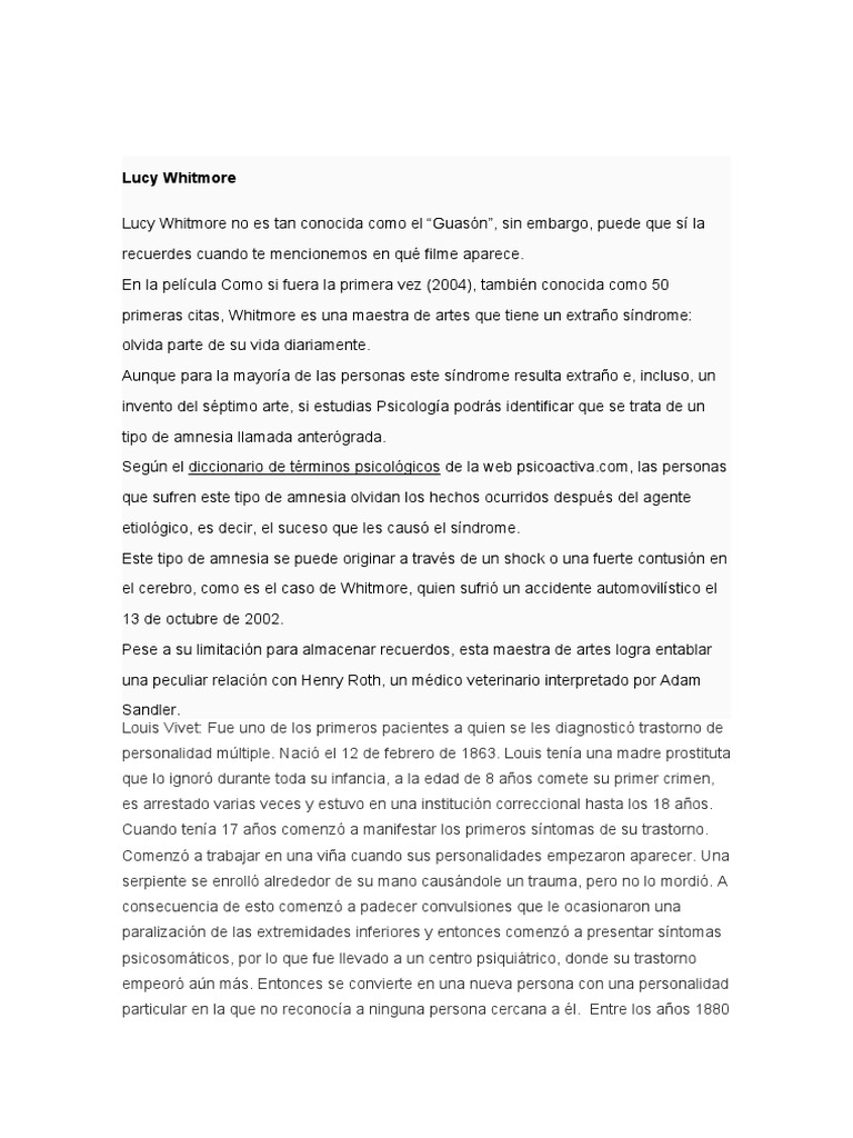 Lucy Whitmore | PDF | Epidemiología | Psicología anormal