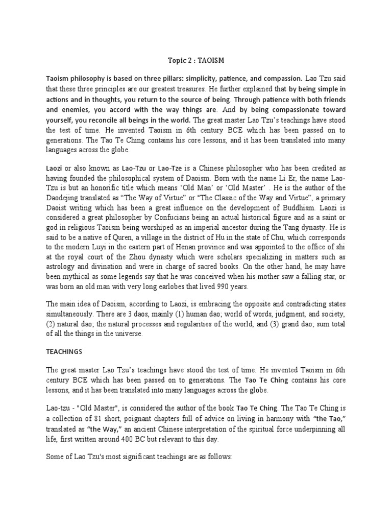 2 - Taoism | PDF | Tao | Laozi