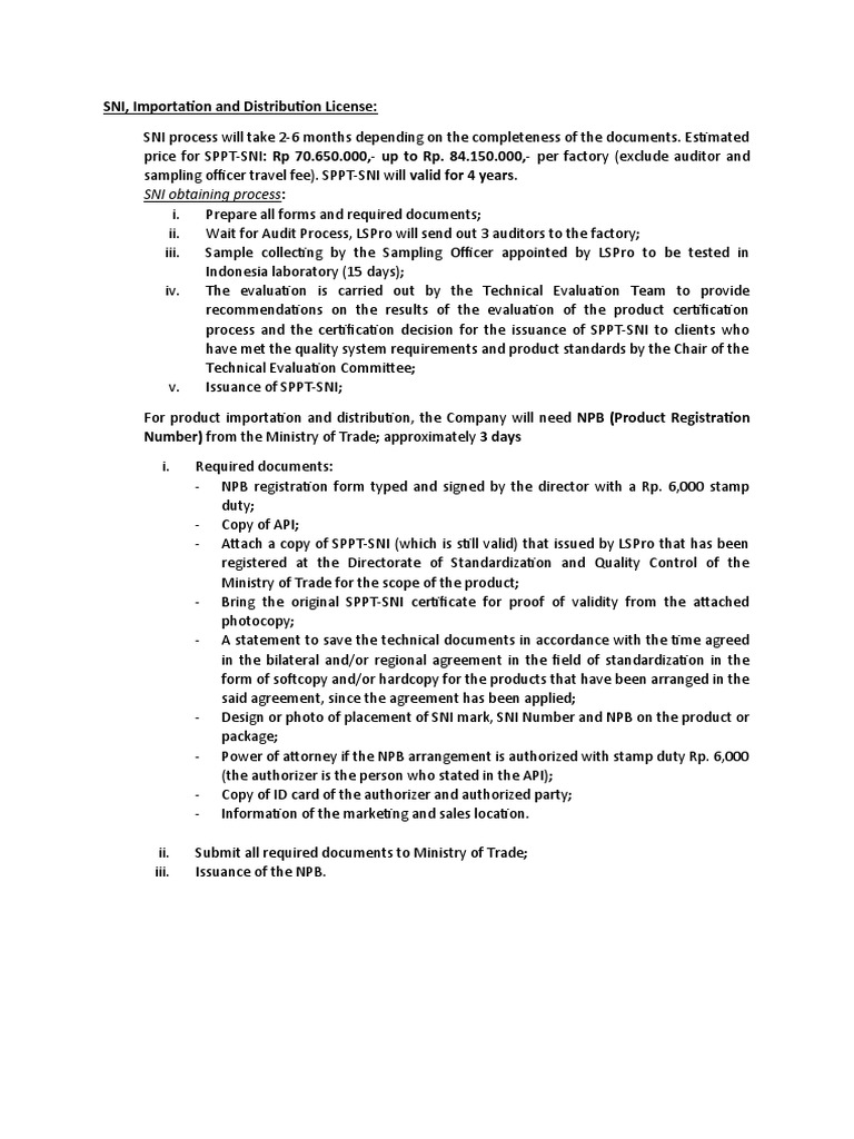 SNI and NPB Process for Product Certification | PDF | Audit | Business