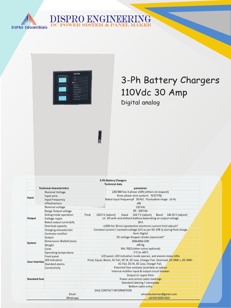 Rectifier 110Vdc 30A | PDF | Battery Charger | Rectifier