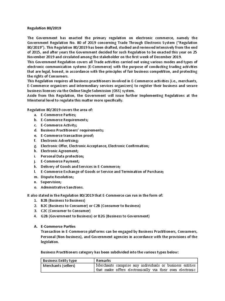 Regulation 80-2019 | PDF | E Commerce | Business