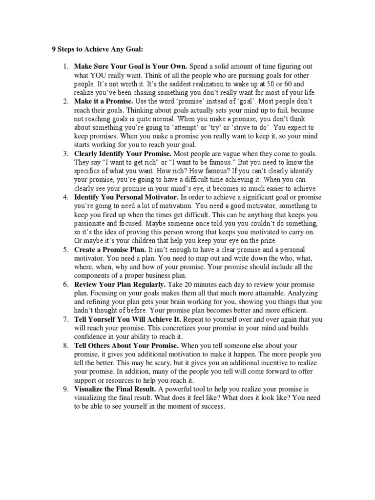 9 Steps to Achieve Your Goals | PDF | Goal