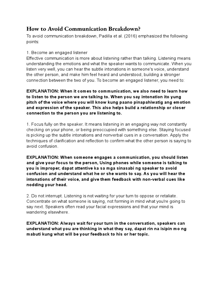 How To Avoid Communication Breakdown | Download Free PDF | Nonverbal ...