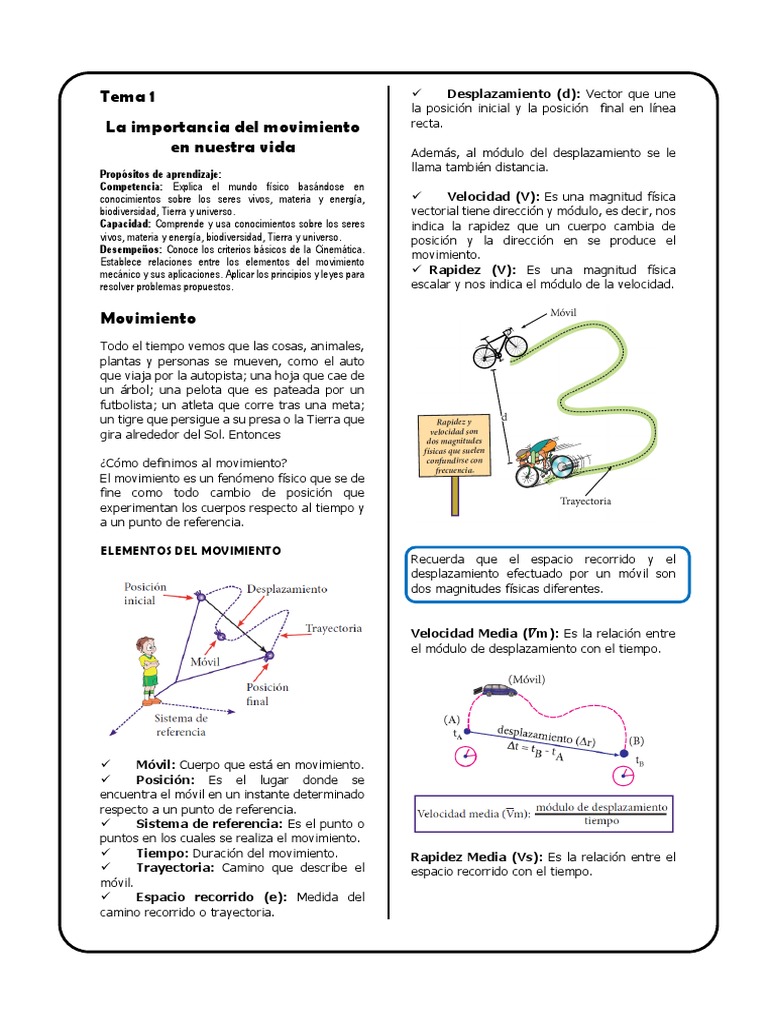Tema 1 - Movimiento | PDF | Velocidad | Trayectoria