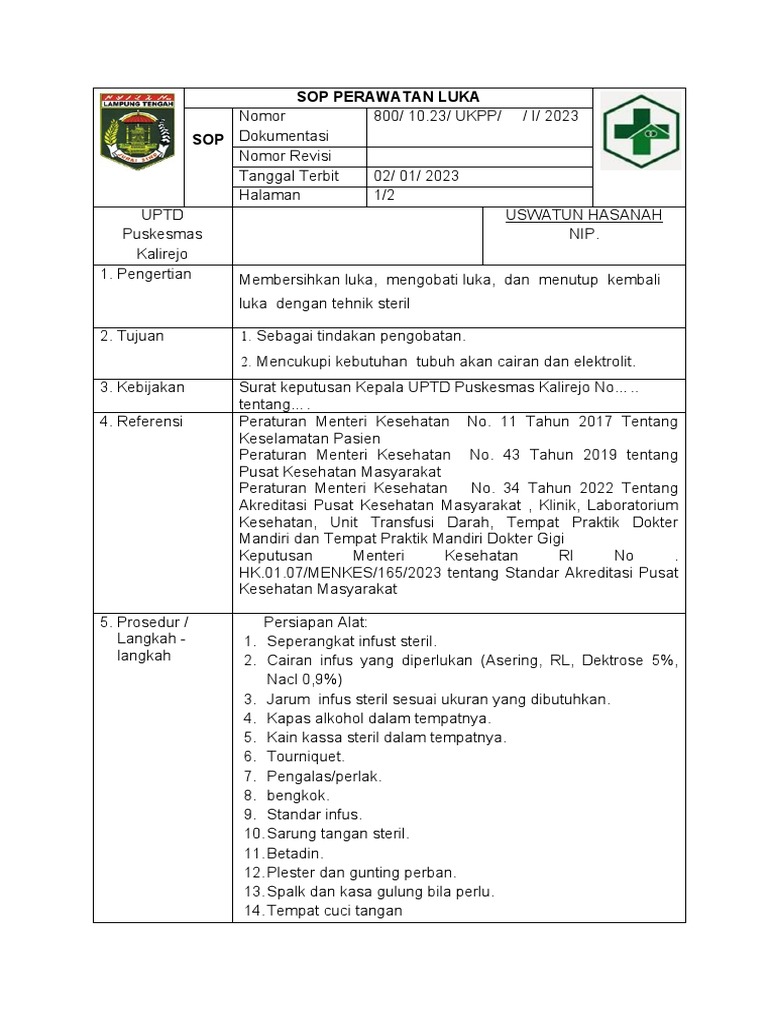 SOP Pemasangan Infus | PDF