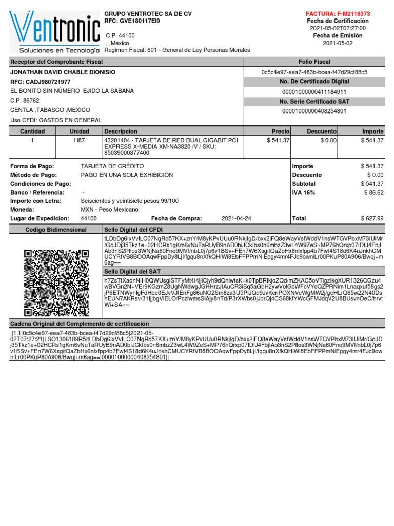 Factura: F-M2118373 | PDF | Pagos | Dinero