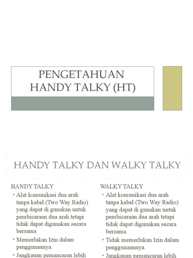 Panduan Penggunaan Handy Talky dan Walky Talky | PDF